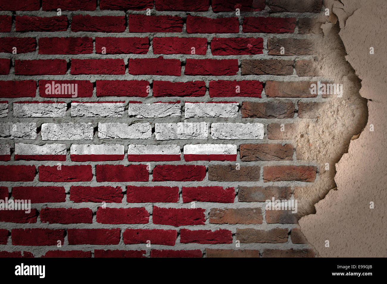 Dark brick wall texture with plaster - flag painted on wall - Latvia ...
