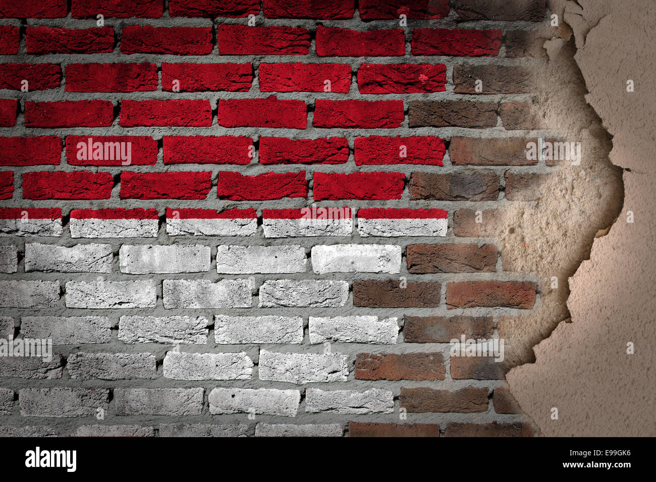 Dark brick wall texture with plaster - flag painted on wall - Monaco ...