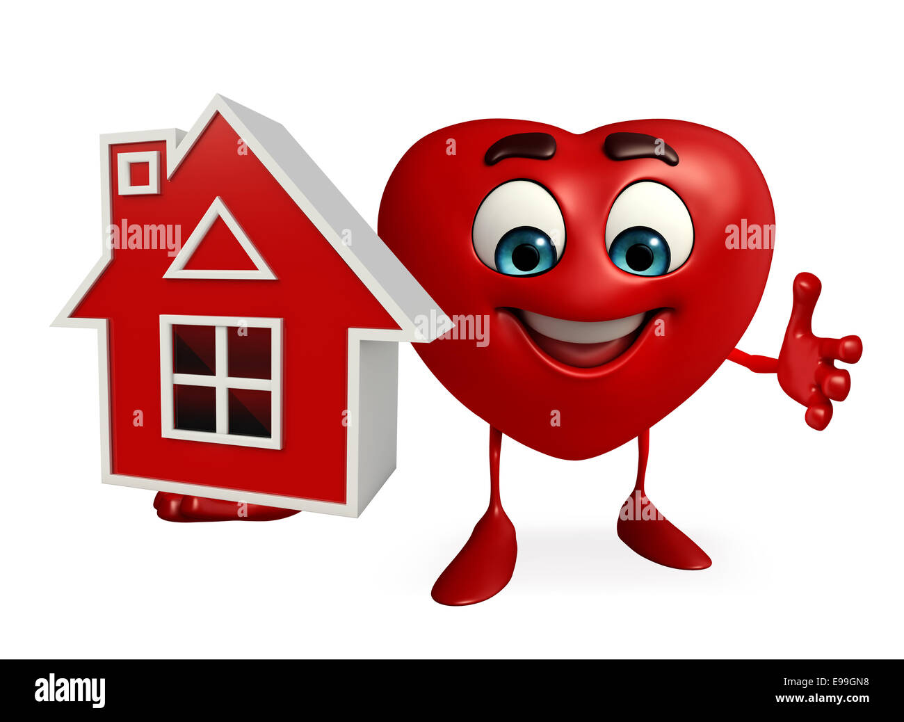 Cartoon Character of heart shape with home Stock Photo - Alamy