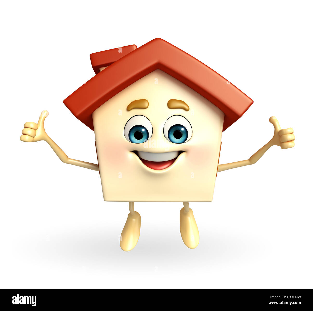 Cartoon Charcter of house with thumbs up sign Stock Photo - Alamy