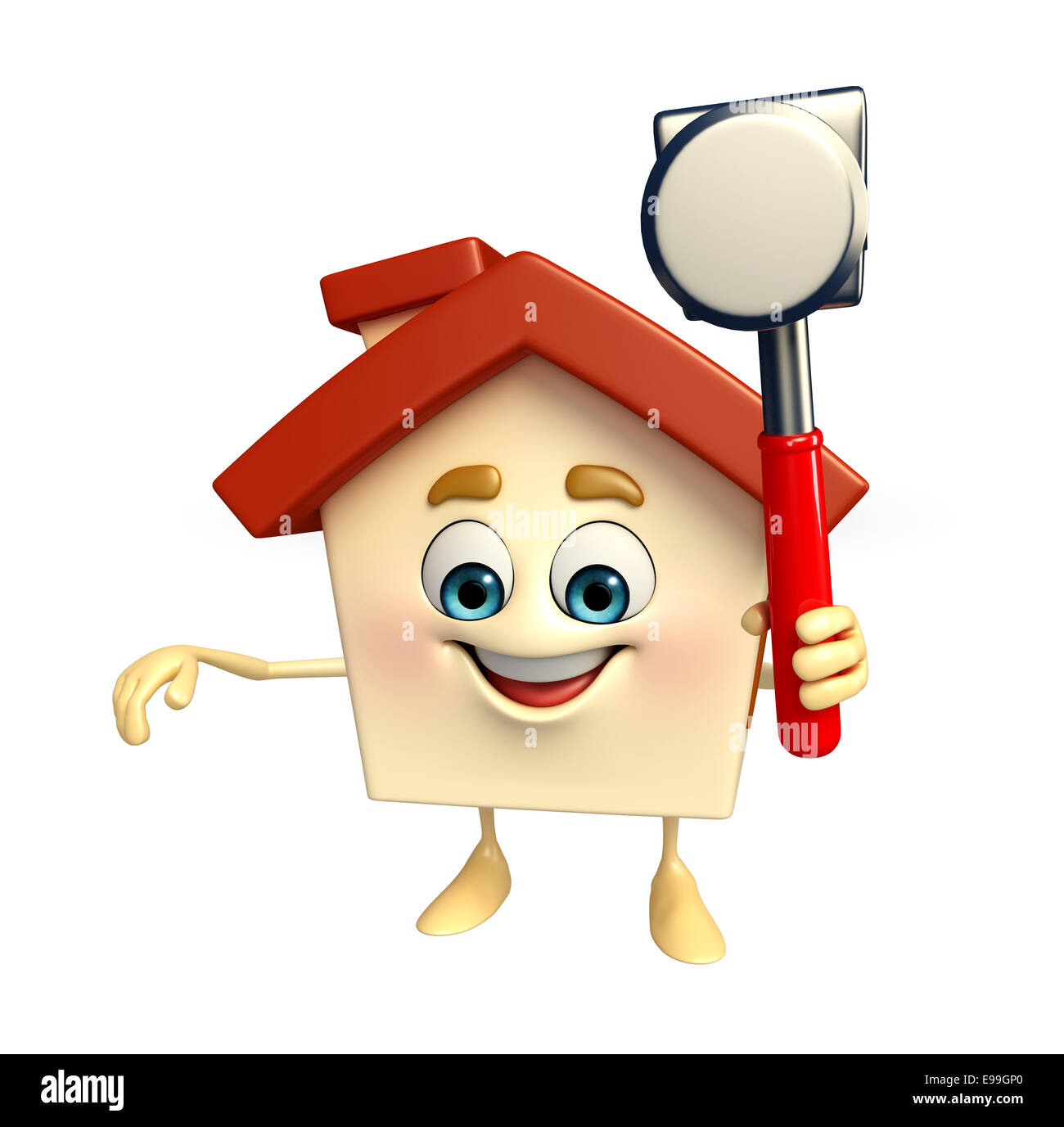 Cartoon Charcter of house with hammer Stock Photo - Alamy