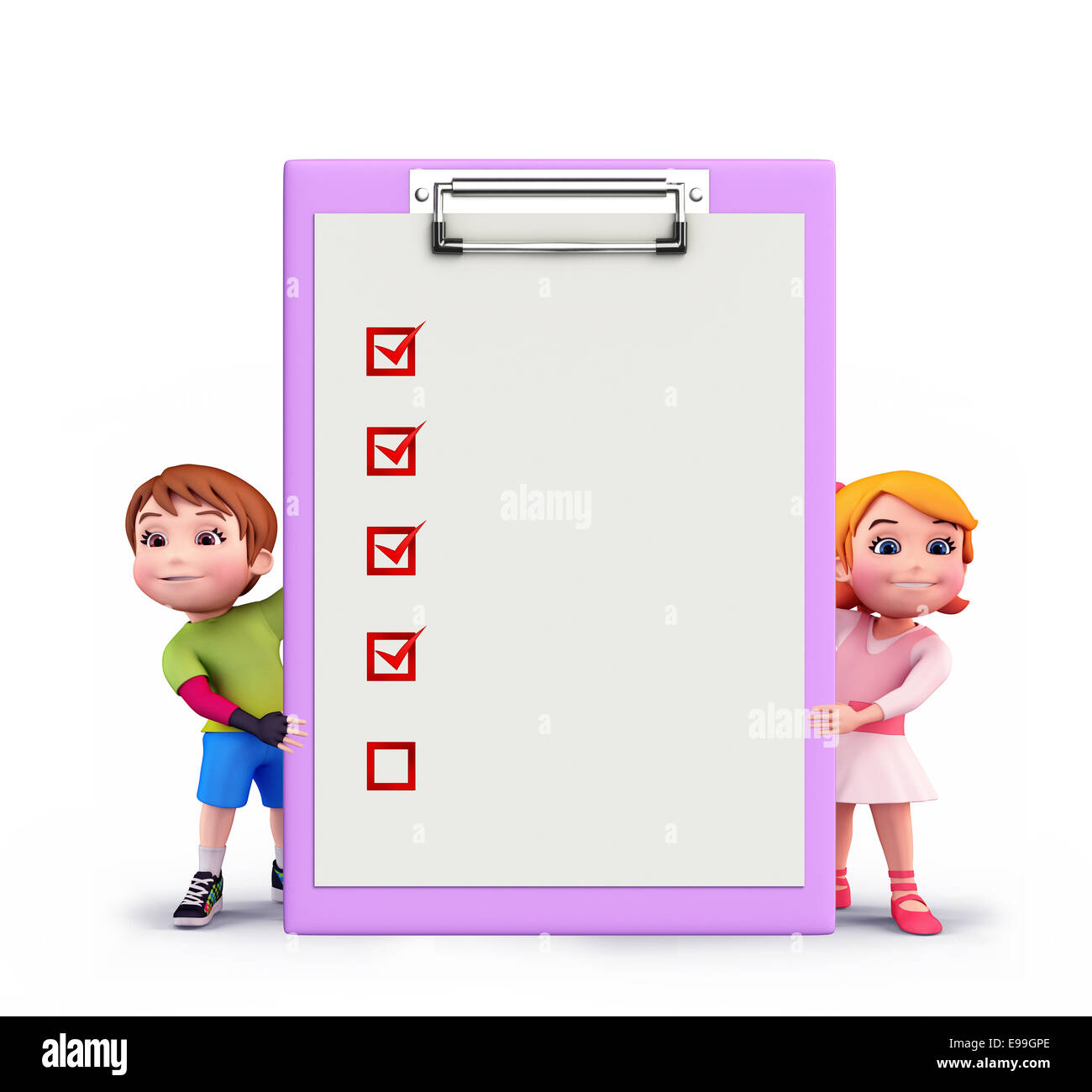Illustration of cute kids with notepad Stock Photo - Alamy