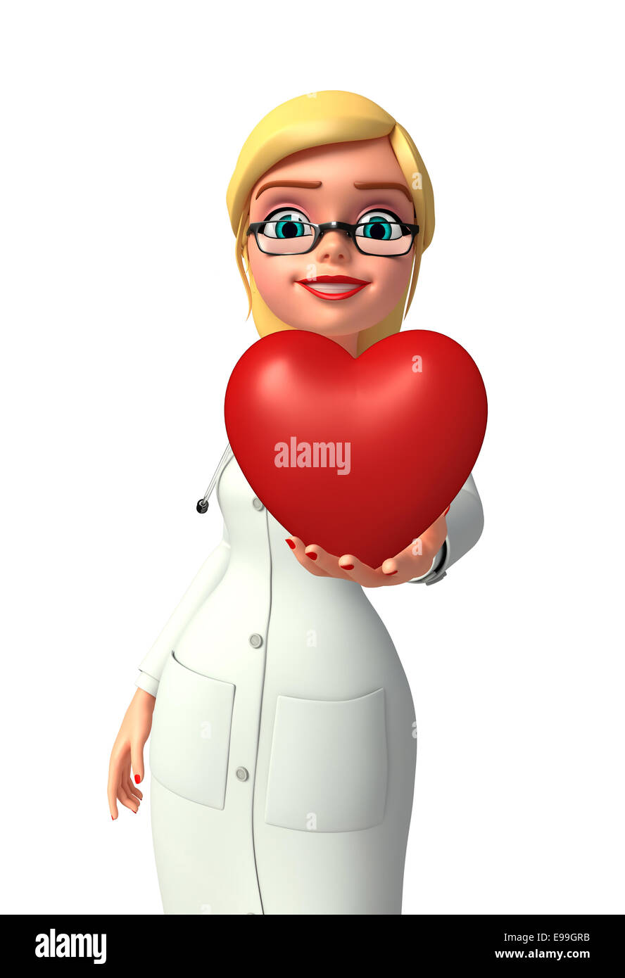 Illustration of young doctor with heart Stock Photo - Alamy