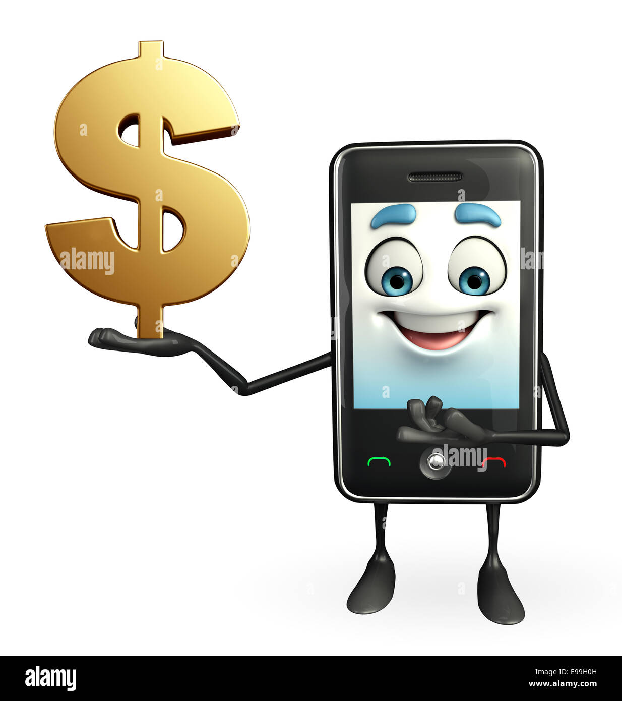Cartoon Character of Mobile with dollar sign Stock Photo - Alamy