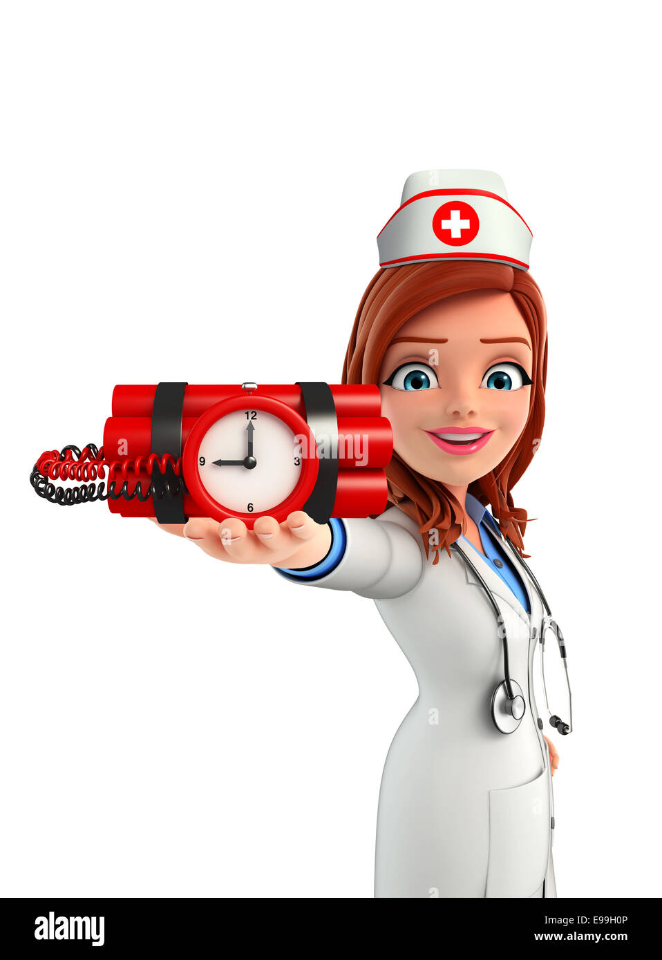 Cartoon Character of Nurse with bomb Stock Photo - Alamy