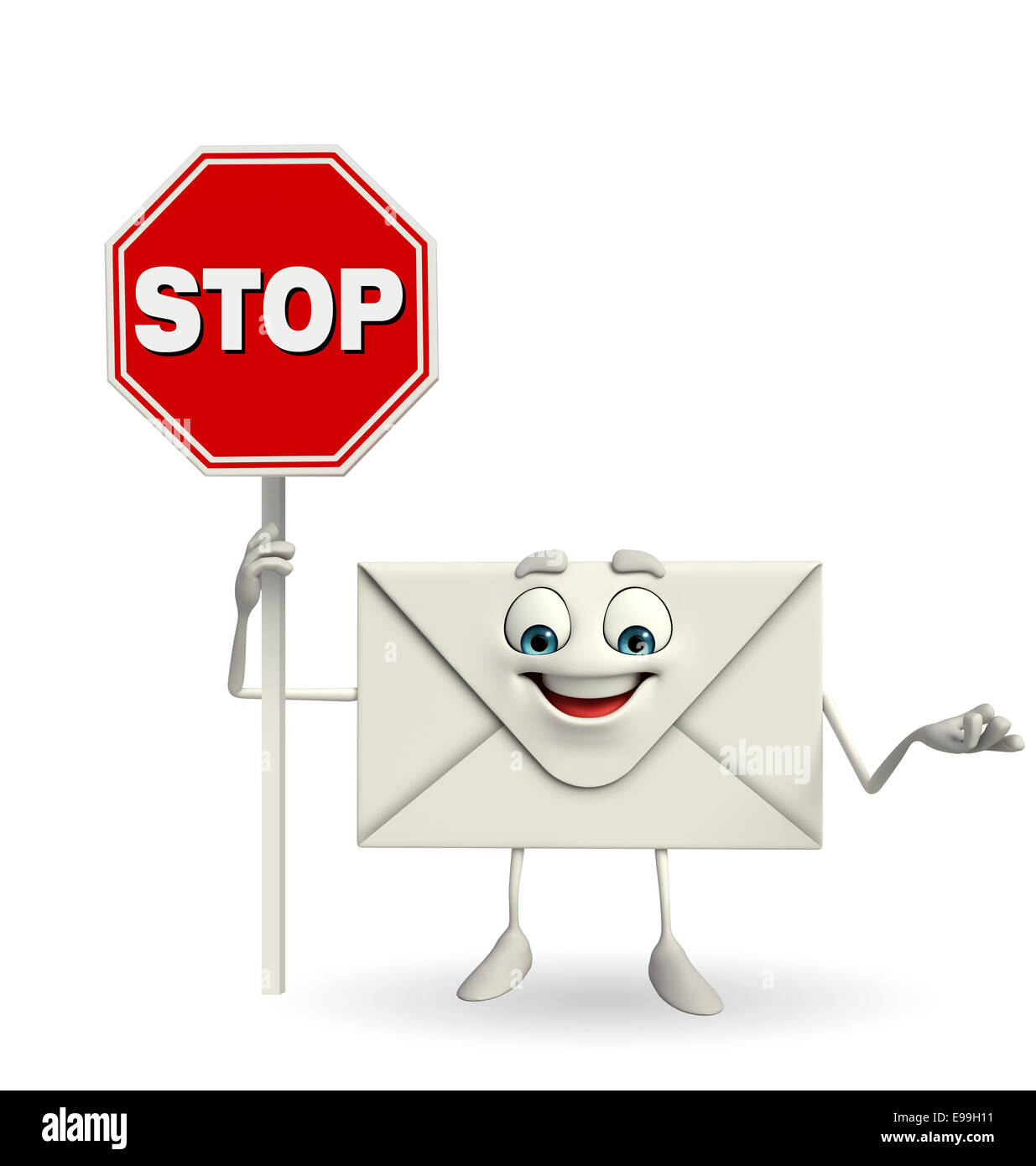 Cartoon Character of mail with stop sign Stock Photo - Alamy