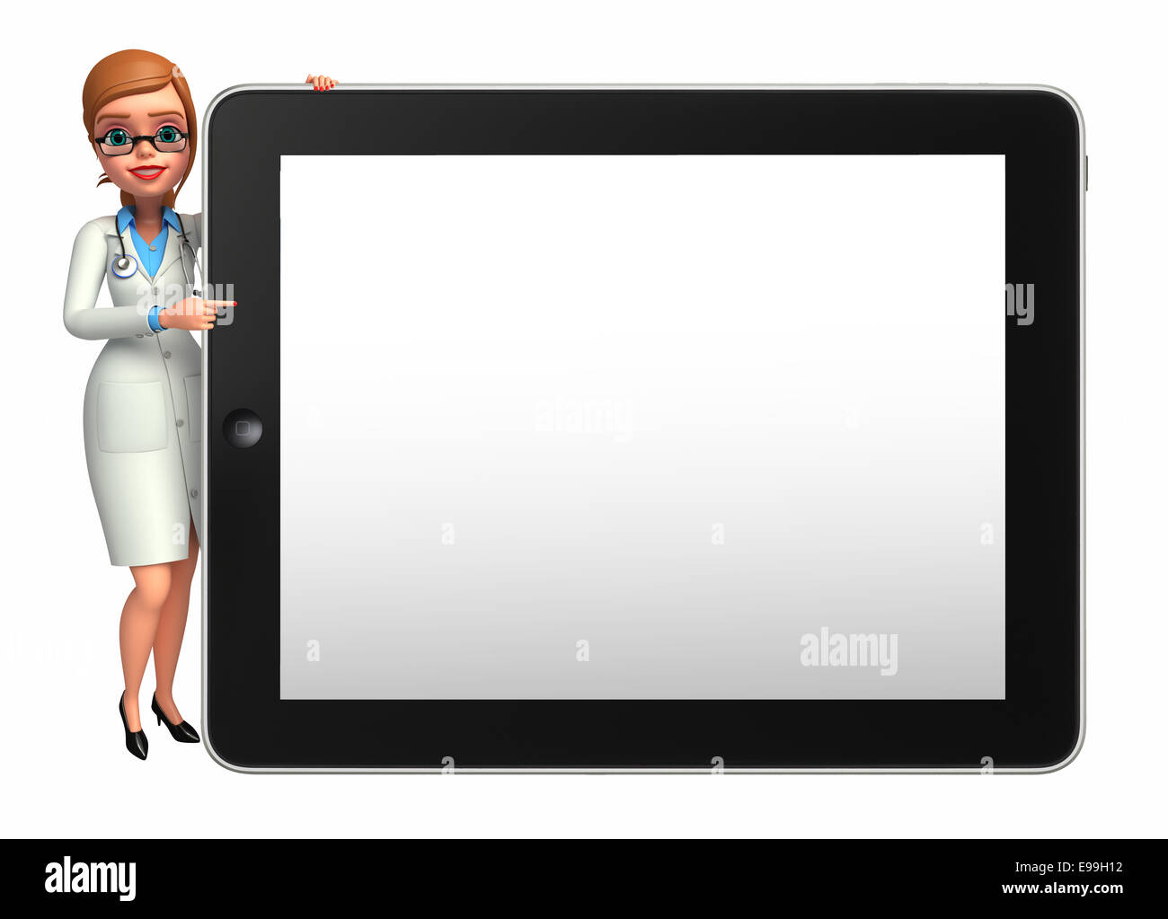 Illustration of young doctor with tab Stock Photo - Alamy