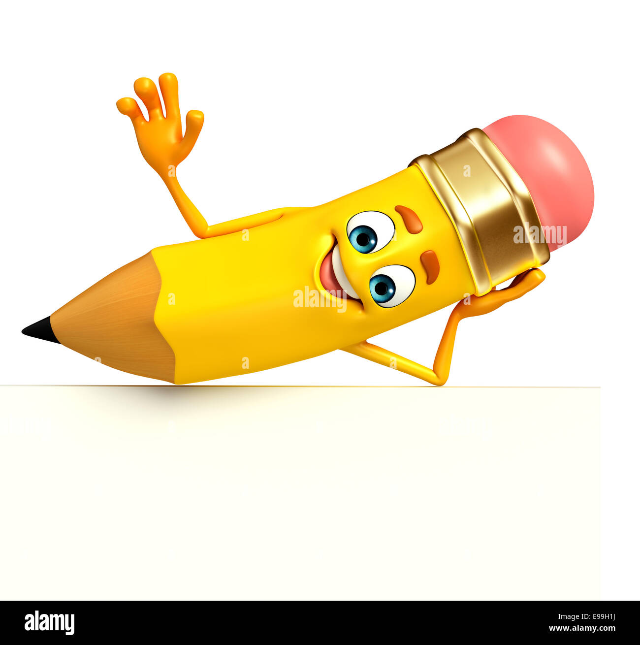 Cartoon Character Pencil Happy Pose High Resolution Stock Photography ...