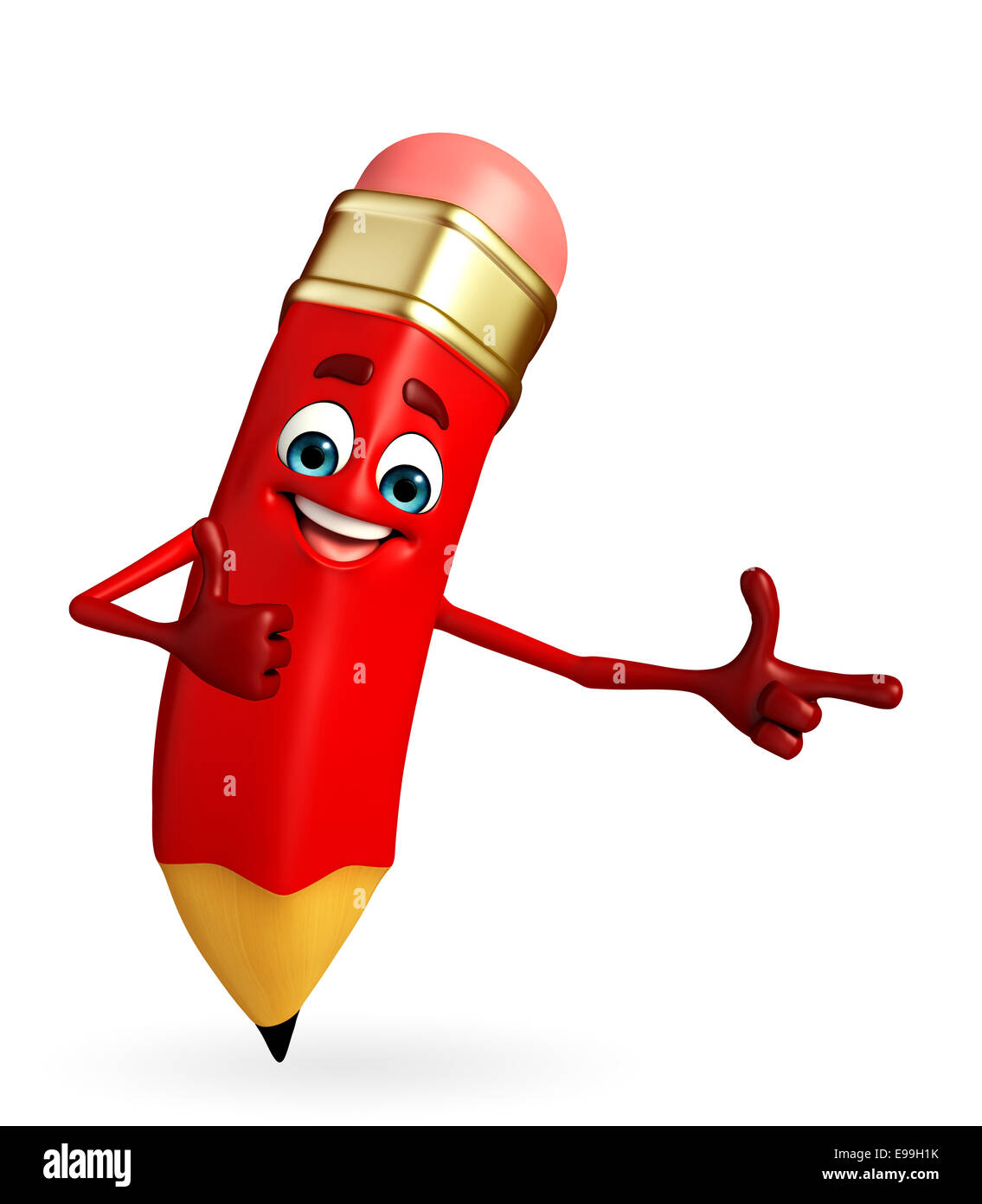 Cartoon Character of pencil is pointing Stock Photo - Alamy