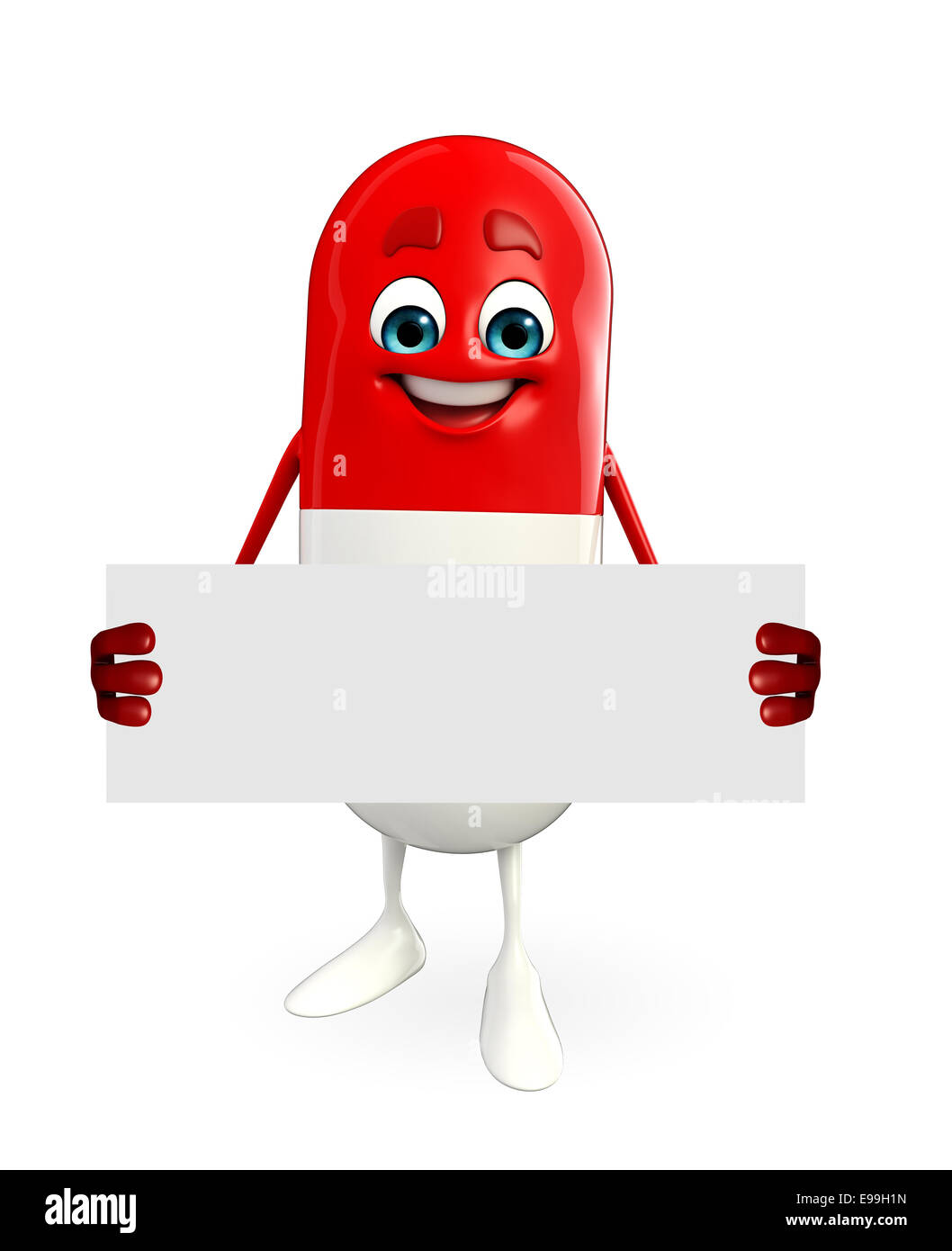 Cartoon character of pill with sign Stock Photo - Alamy
