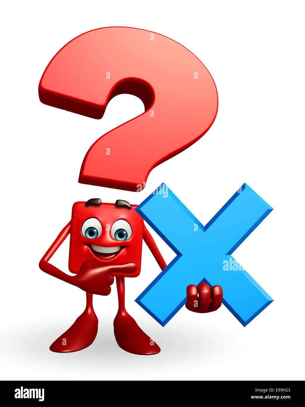 Cartoon Character of Question Mark with cross sign Stock Photo - Alamy