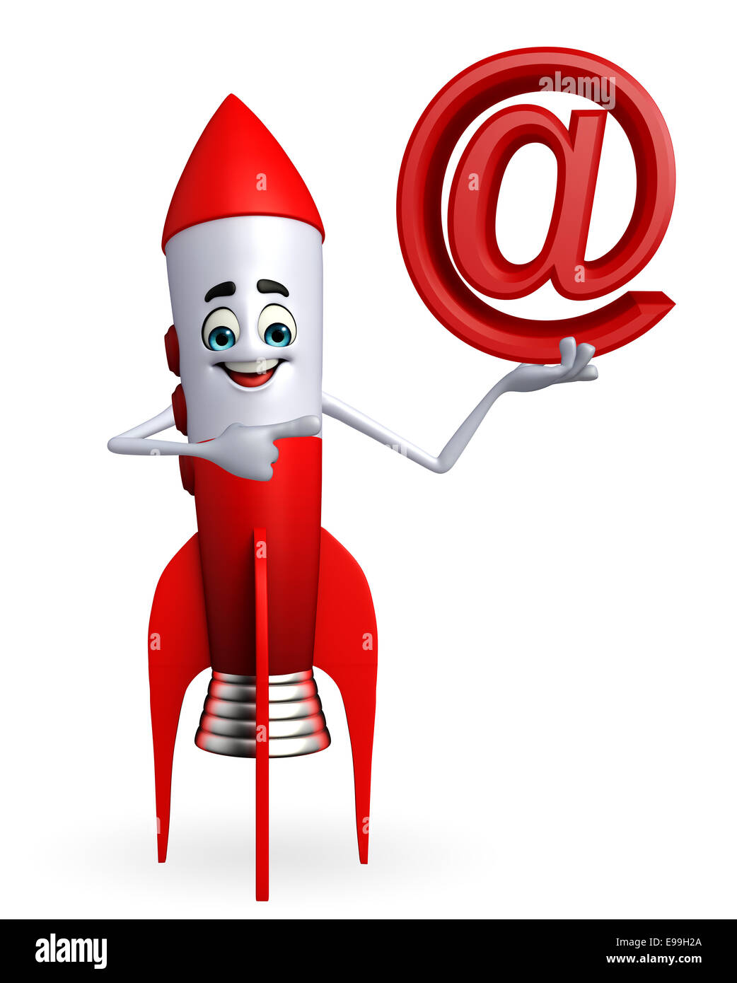 Cartoon character of rocket with at the rate sign Stock Photo - Alamy