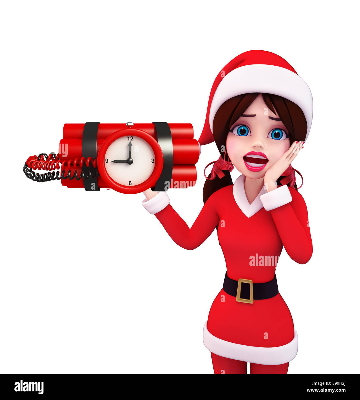 Illustration of santa girl with time bomb Stock Photo - Alamy