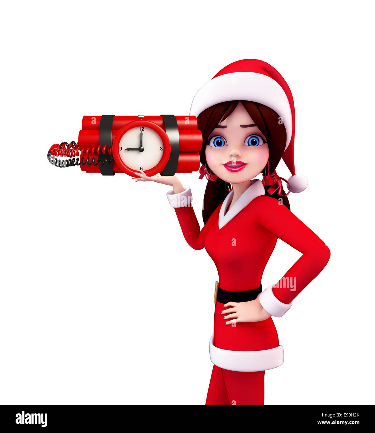 Illustration of santa girl with time bomb Stock Photo - Alamy