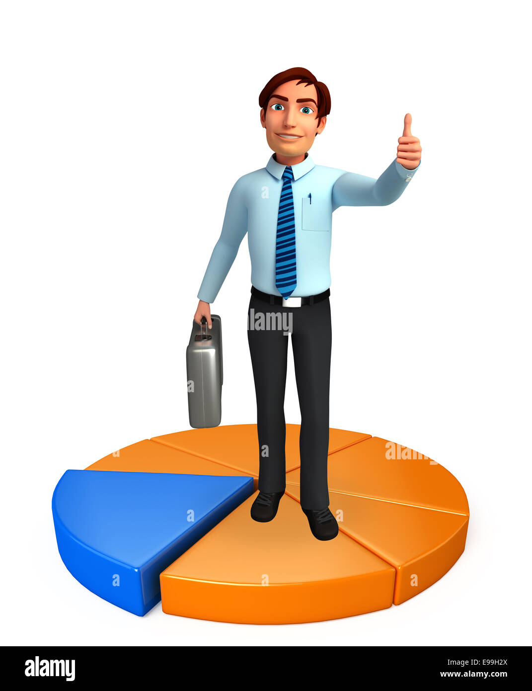 Illustration of service man with business graph Stock Photo - Alamy