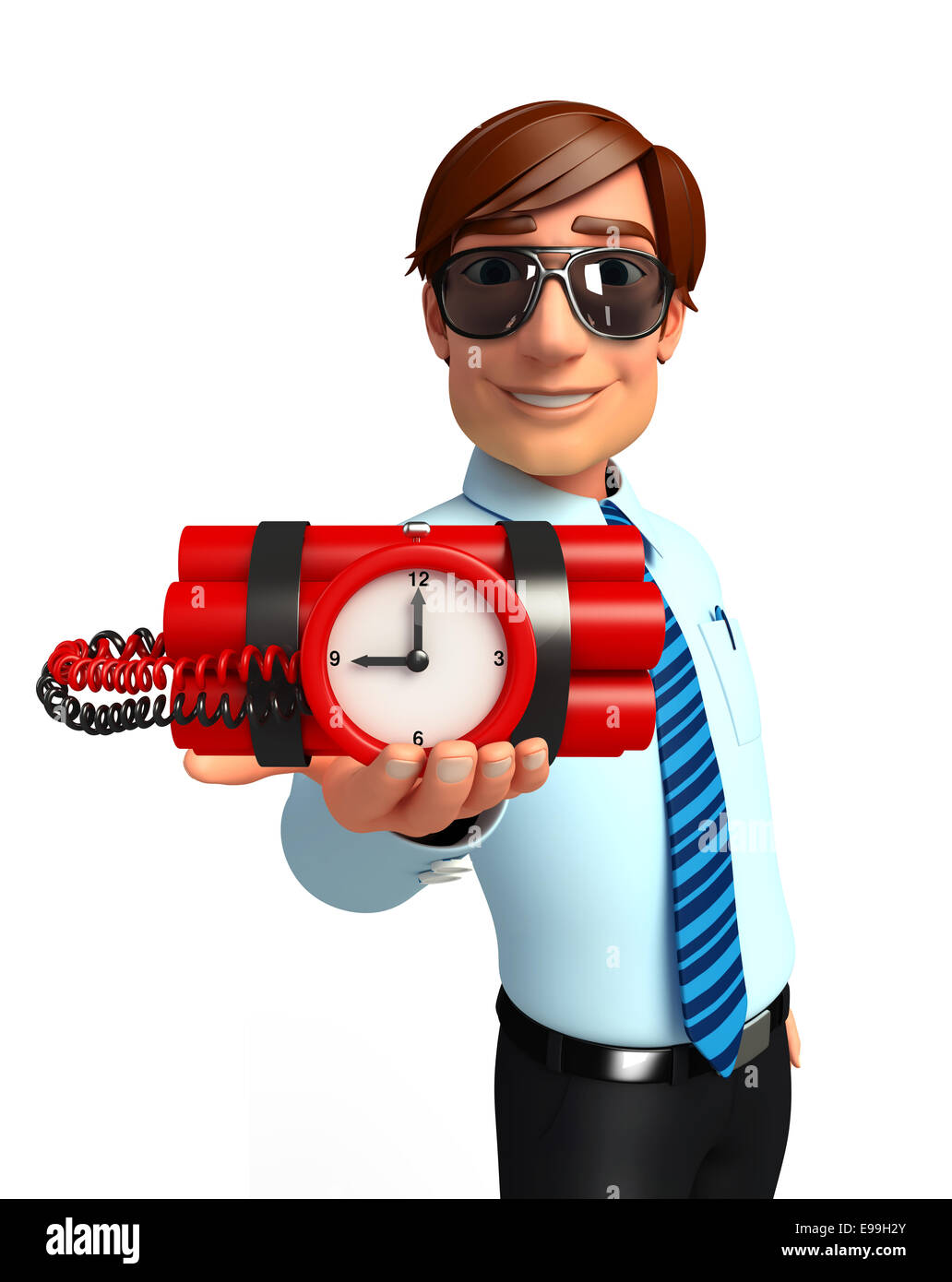 Illustration of service man with time bomb Stock Photo - Alamy
