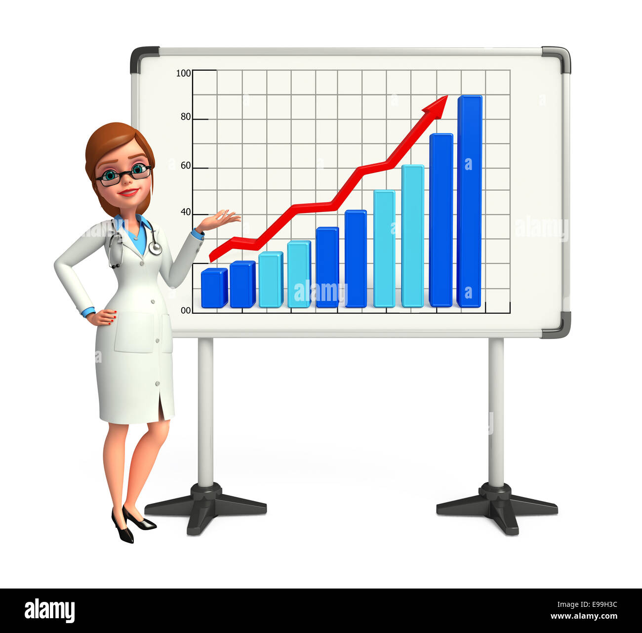 Illustration of young doctor with business graph Stock Photo - Alamy