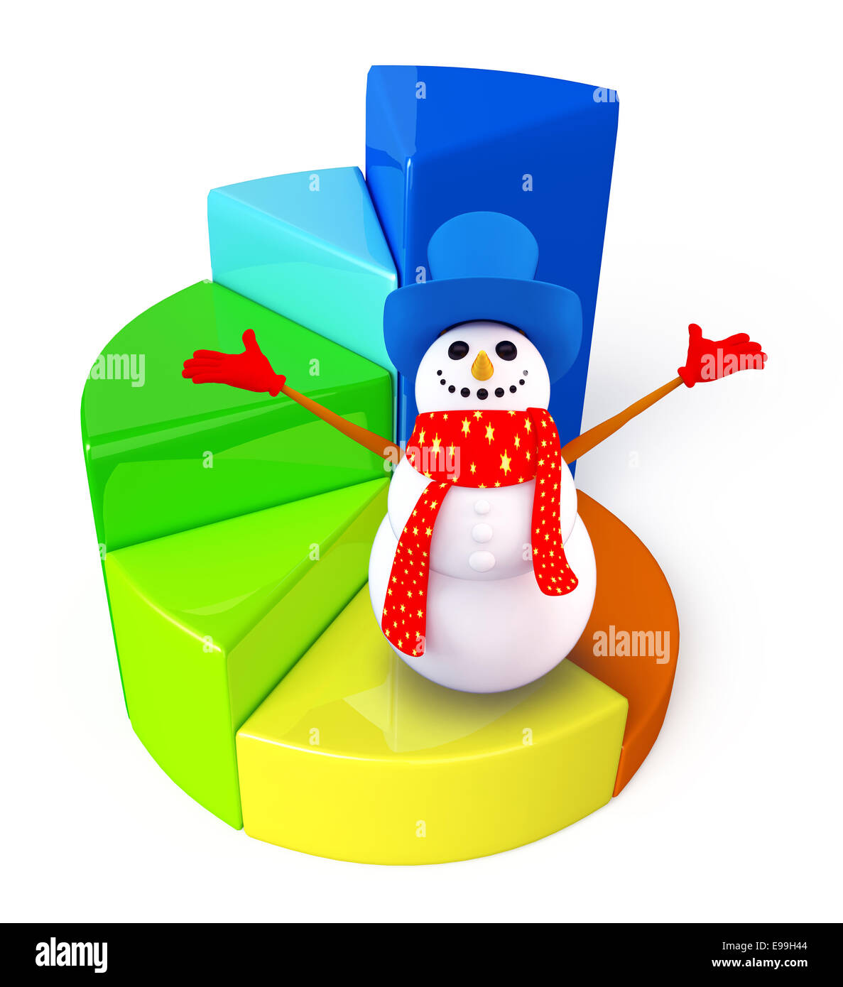 Illustration of snowman character with graph diagram Stock Photo - Alamy