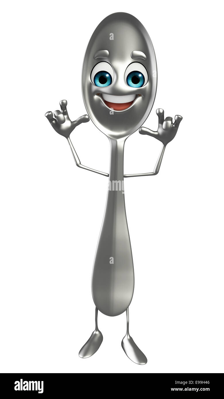 Cartoon character of spoon is teasing Stock Photo - Alamy
