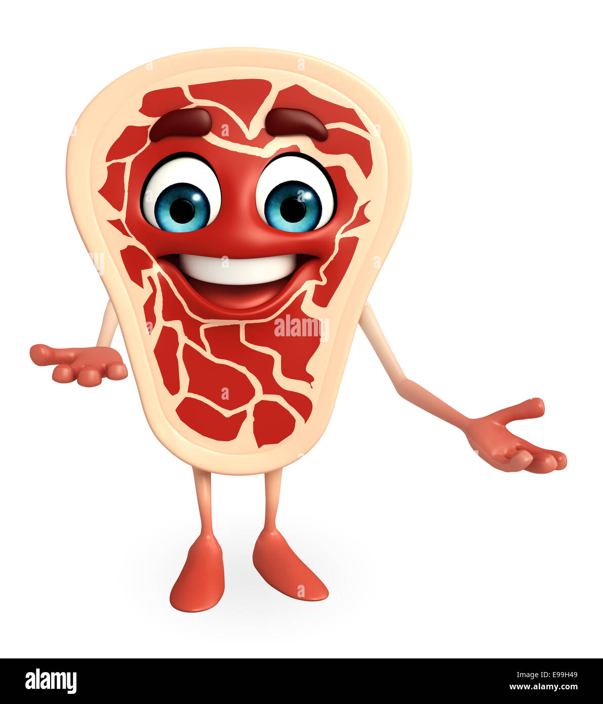 Cartoon Character of meat steak is presenting Stock Photo - Alamy