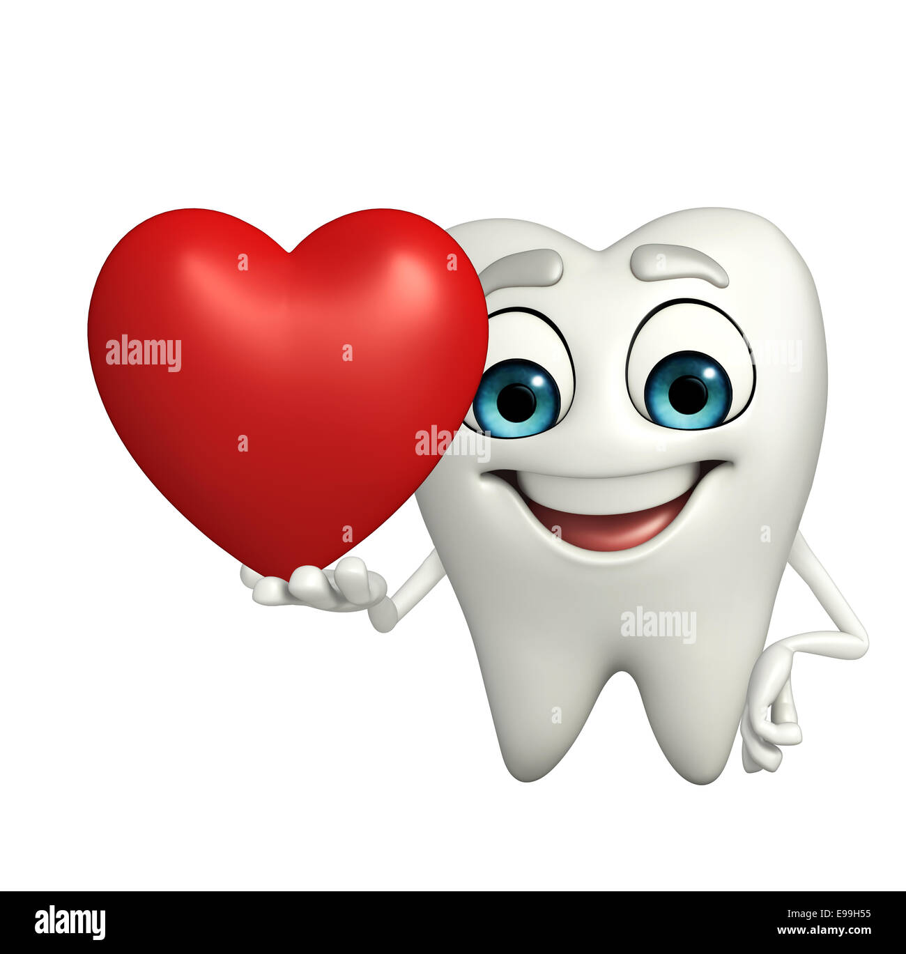 Cartoon character of teeth with red heart Stock Photo - Alamy
