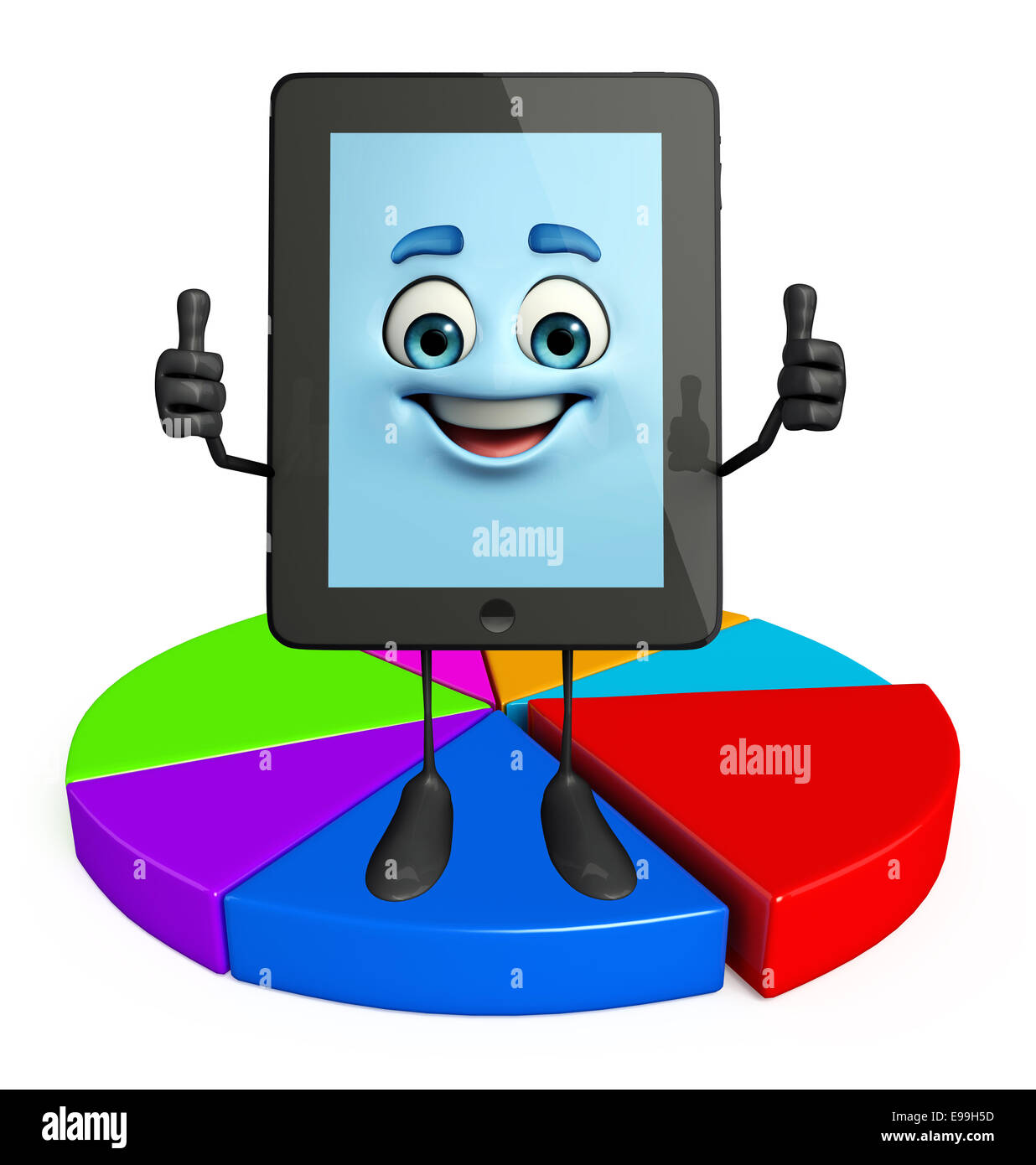 Cartoon character of tab with circular graph Stock Photo - Alamy