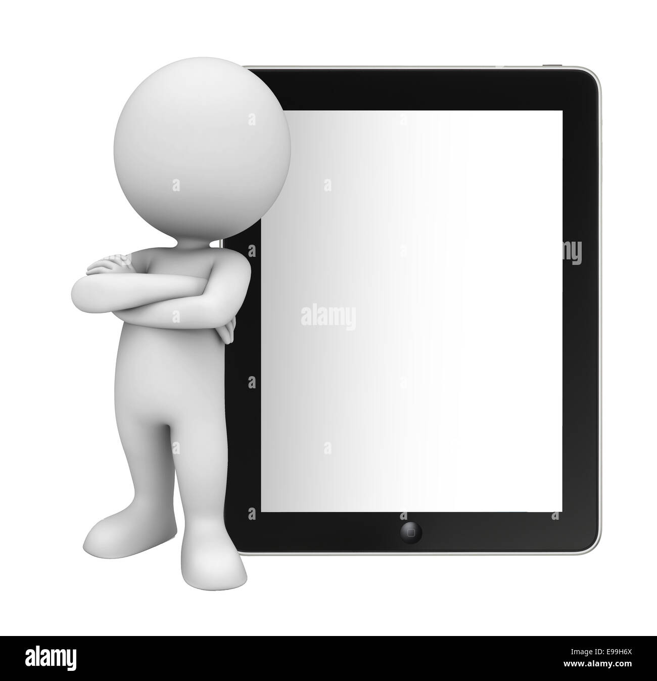 Illustration of white character with tab Stock Photo - Alamy