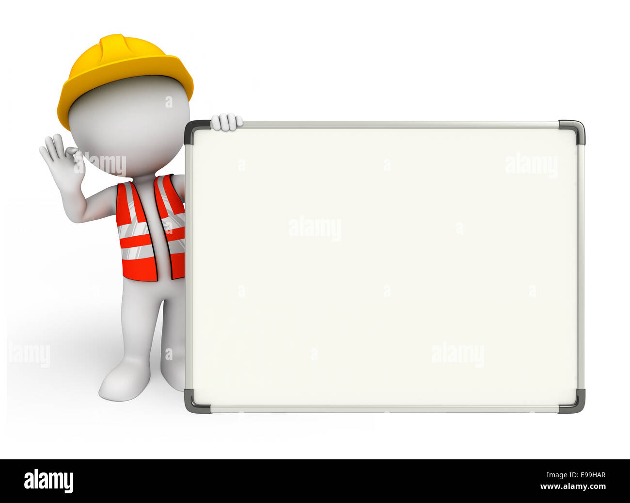 Illustration of young worker with display board Stock Photo - Alamy