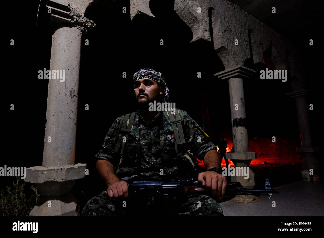 A fighter of the Kurdish People's Protection Units YPG in Al Hasakah or ...