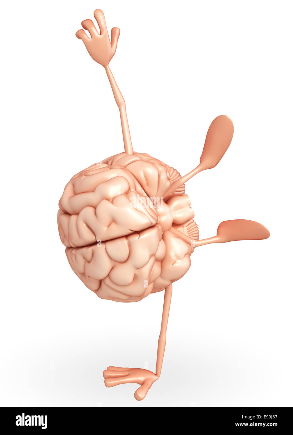Cartoon character of brain with hand standing pose Stock Photo - Alamy