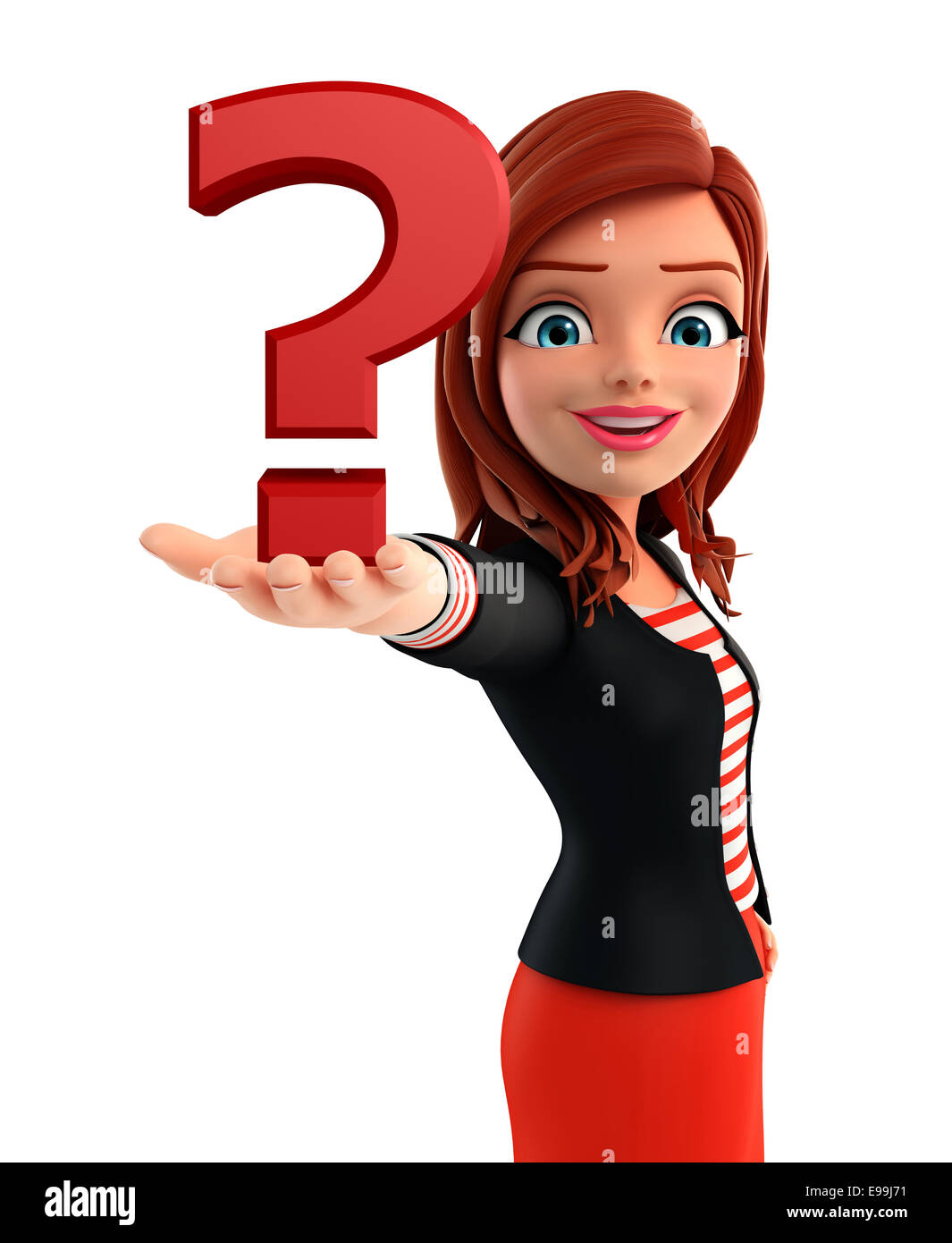 Illustration of corporate lady with question mark Stock Photo - Alamy