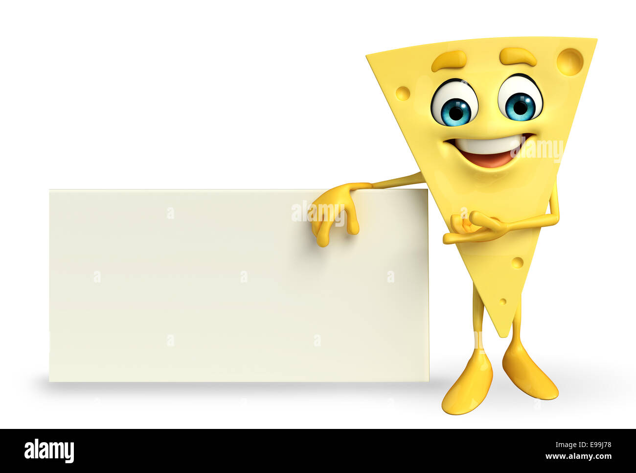 Cartoon Character of Cheese with sign Stock Photo - Alamy
