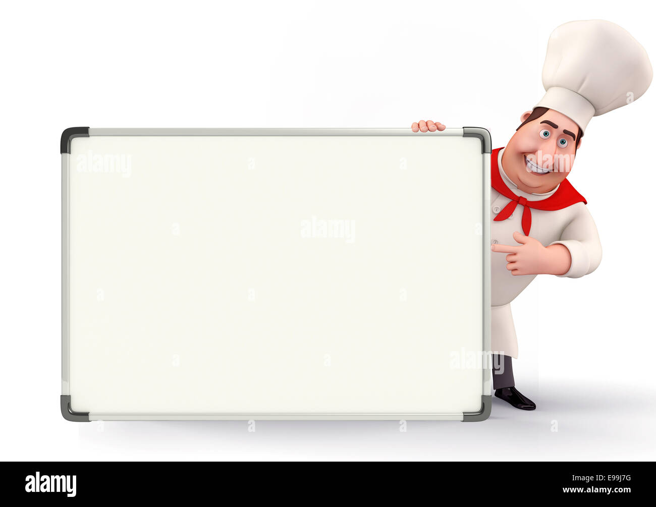 Illustration of young chef with display board Stock Photo - Alamy