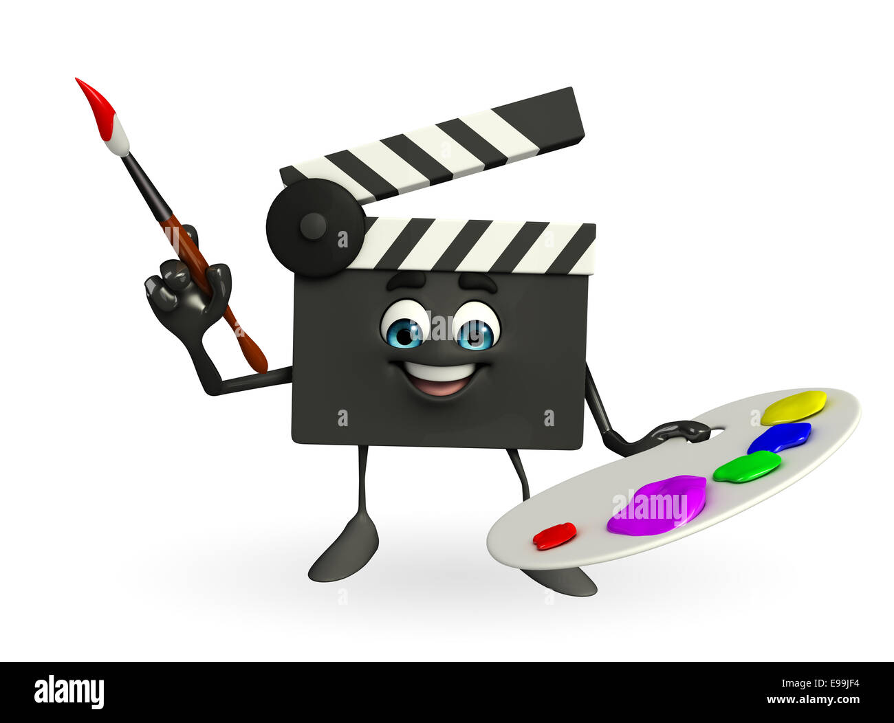 Cartoon Character of Clapper Board with color plate Stock Photo - Alamy