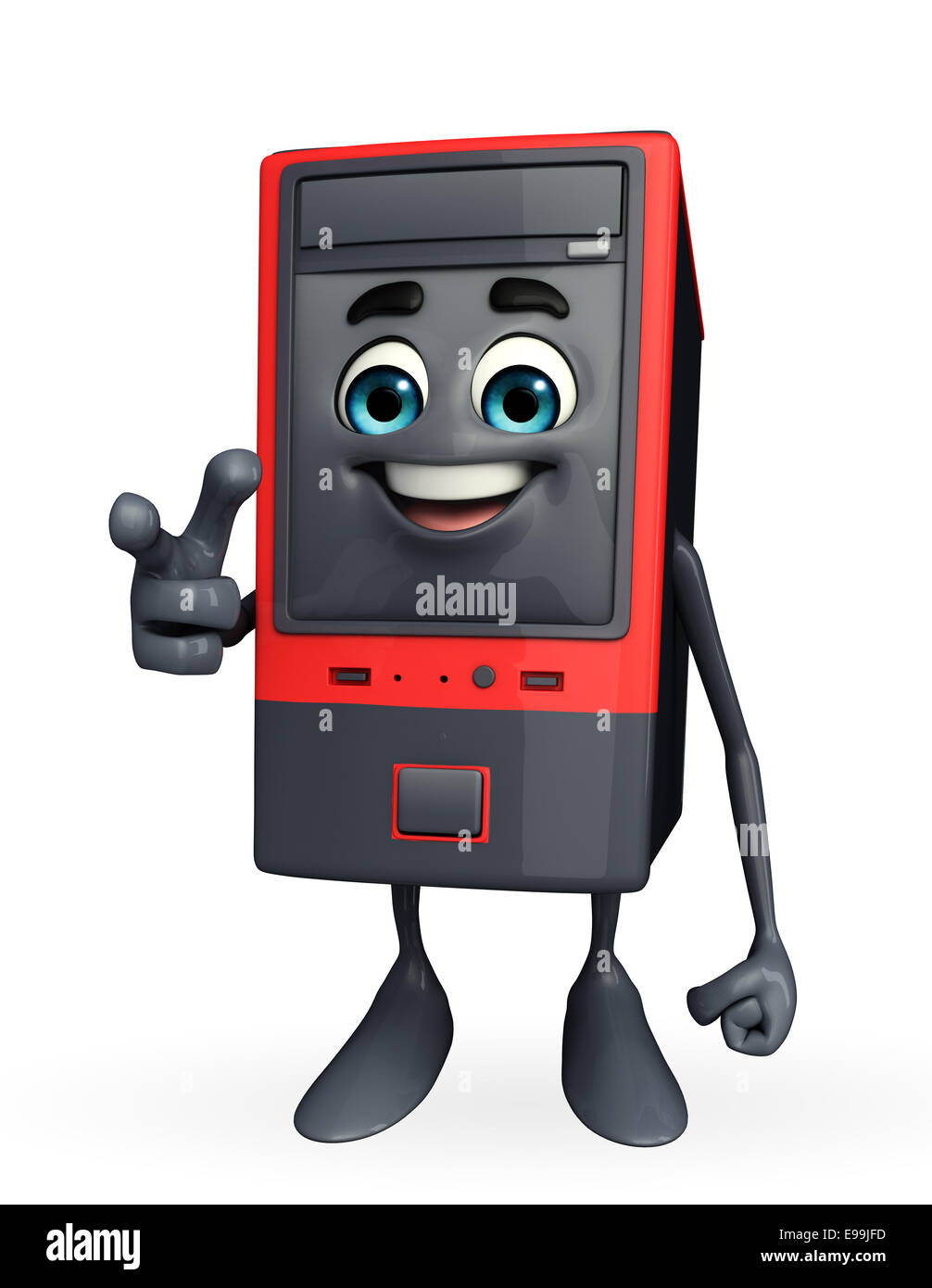 Cartoon Character of Computer Cabinet with pointing pose Stock Photo ...