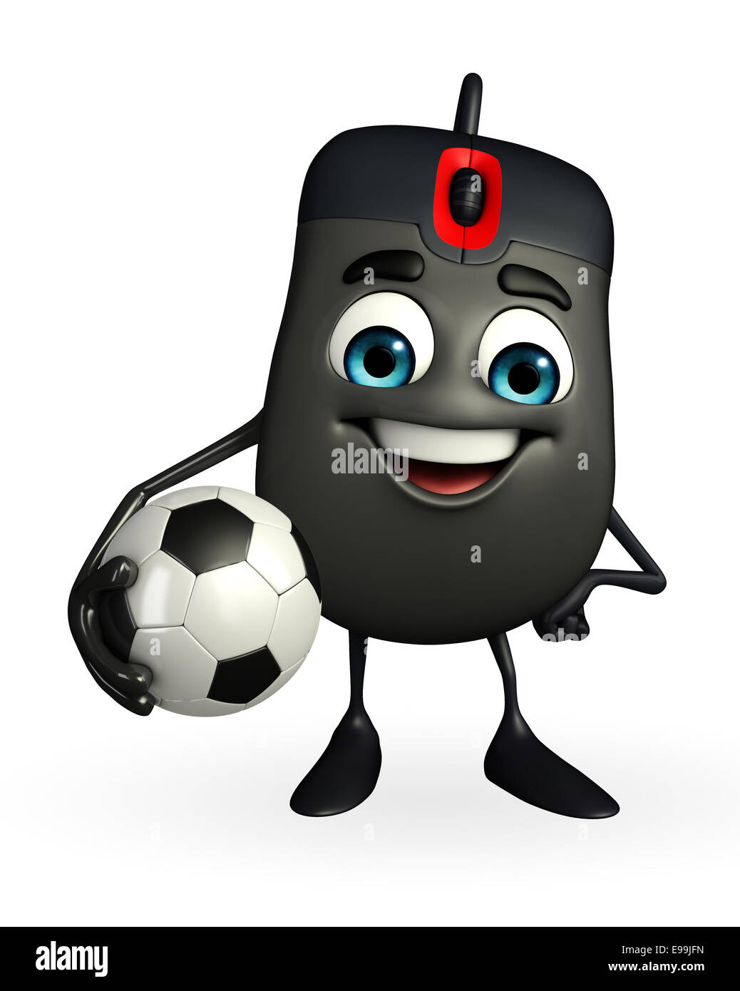 Cartoon Character of Computer Mouse with football Stock Photo - Alamy