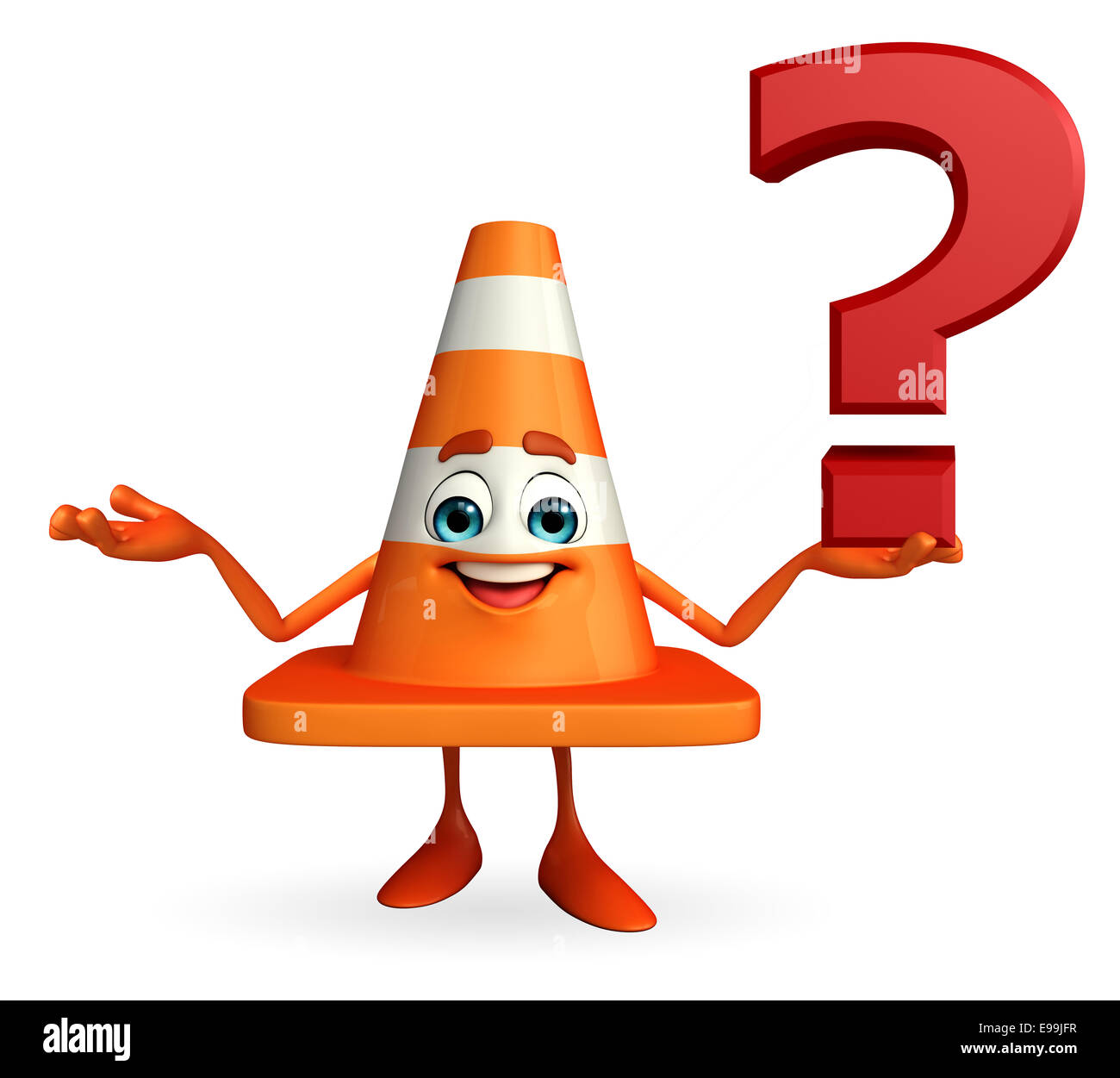 Cartoon Character of Construction cone with question mark sign Stock ...
