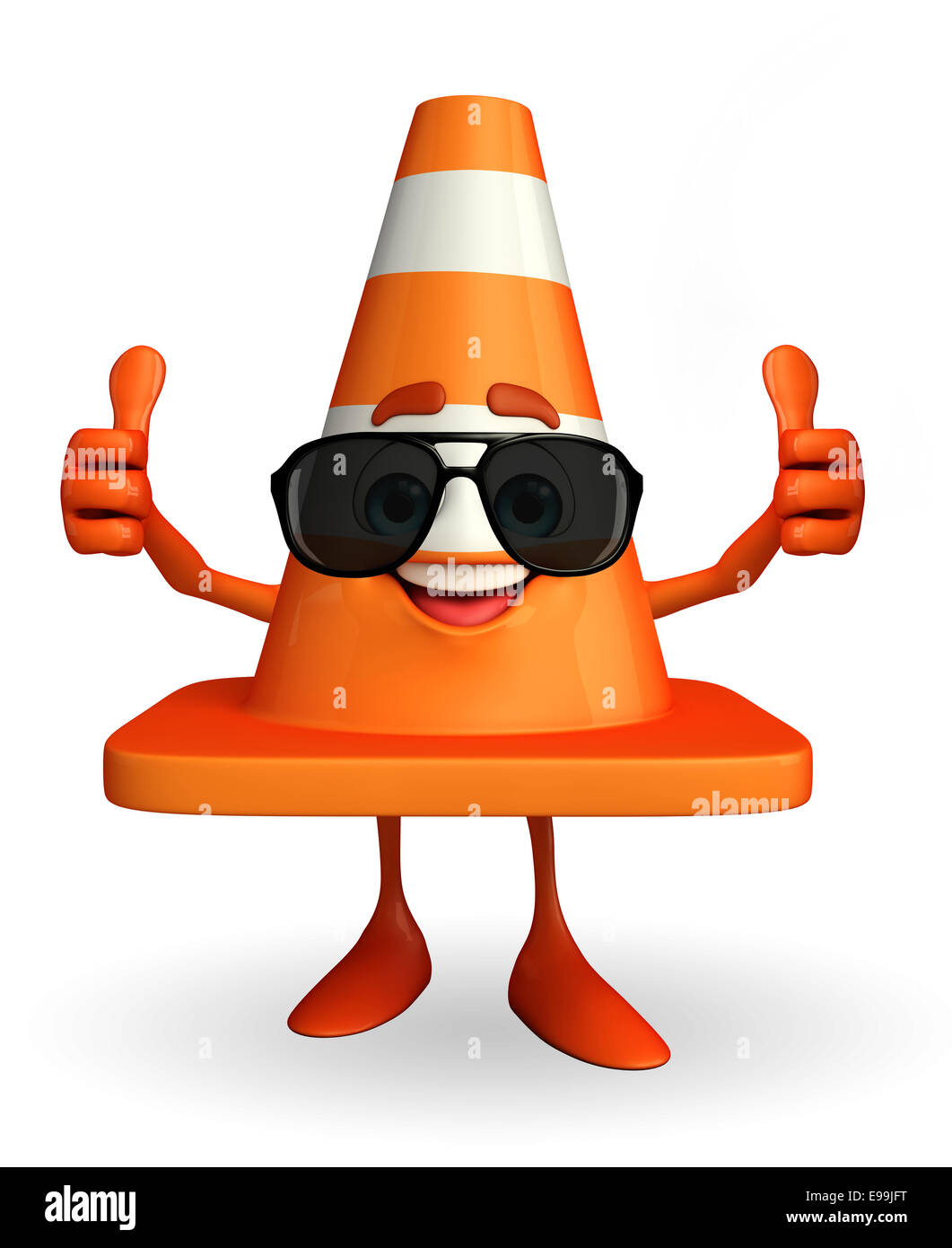 Cartoon Character of Construction cone with goggle Stock Photo - Alamy