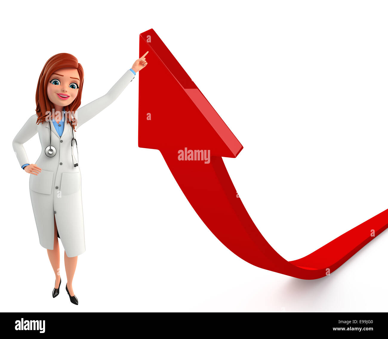 Illustration of Young Doctor with arrow Stock Photo - Alamy