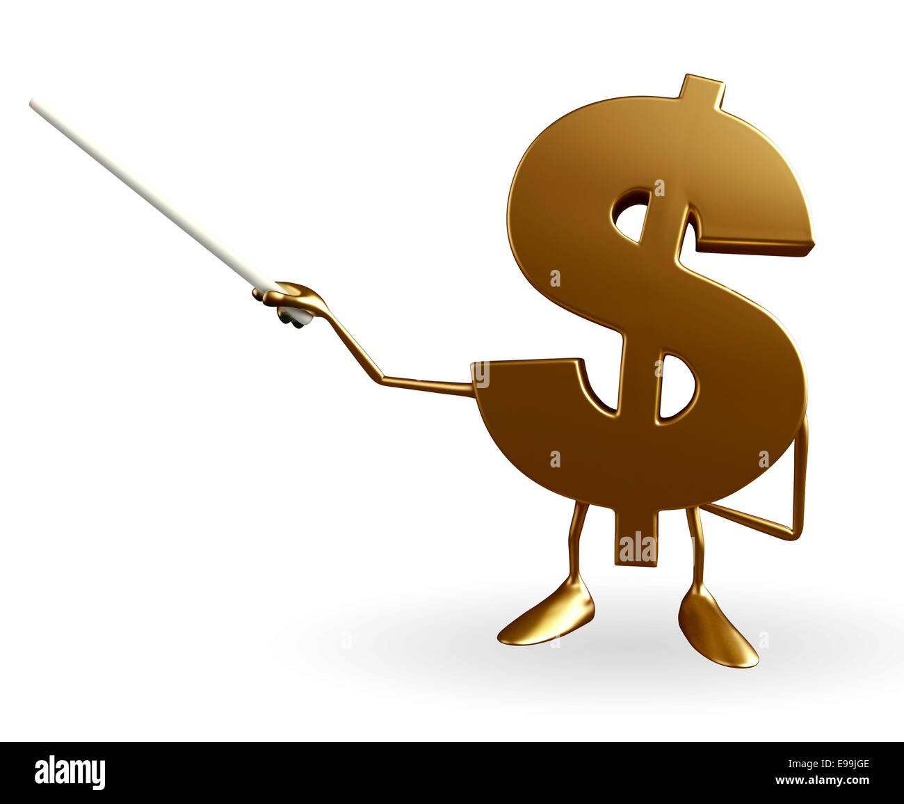 Cartoon Character of dollar with stick Stock Photo - Alamy