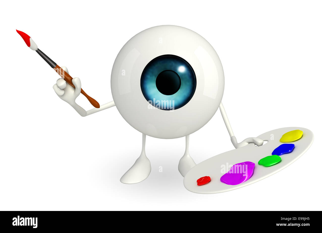 Cartoon character of eye with color plate Stock Photo - Alamy