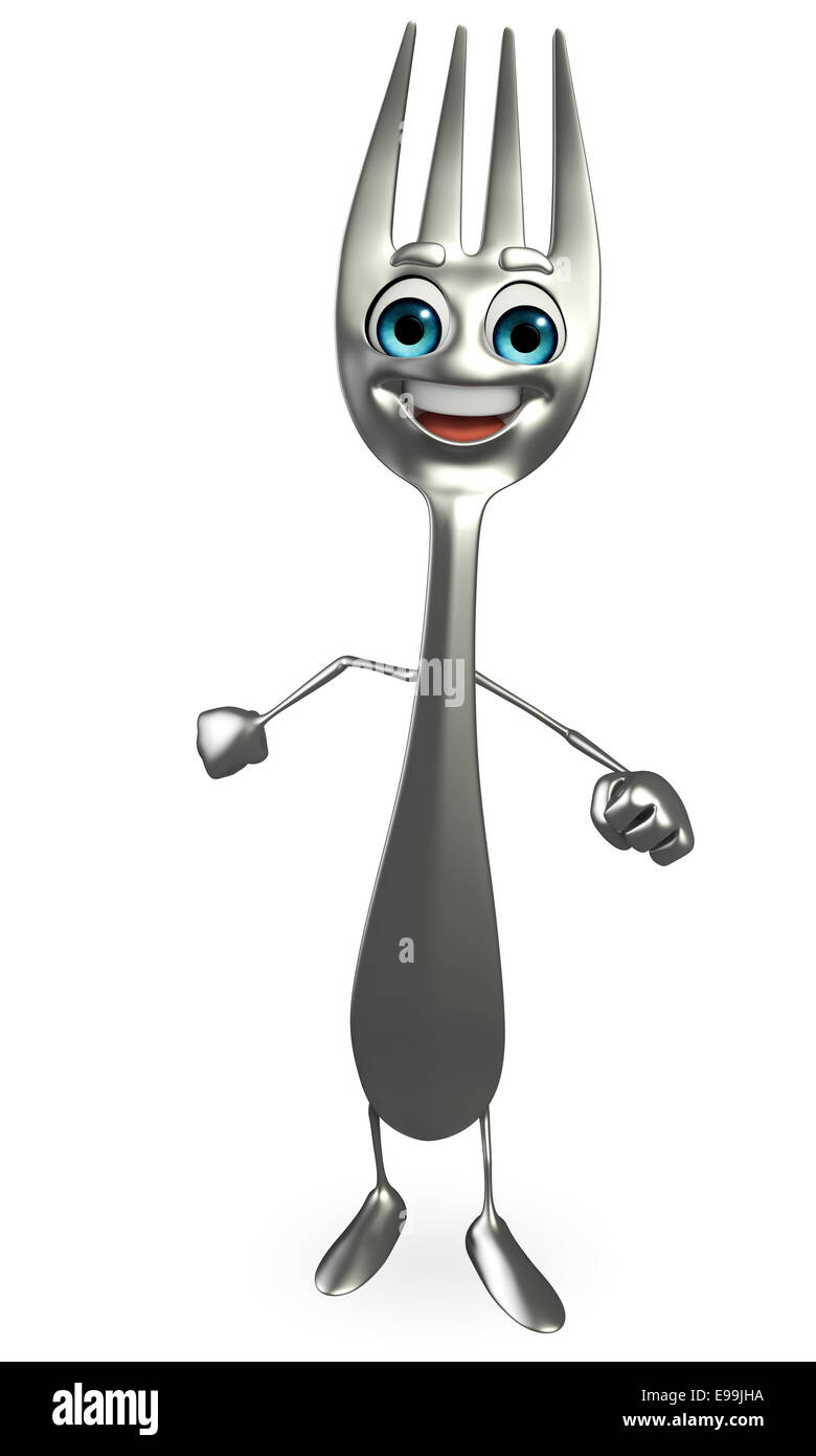Cartoon character of fork is happy Stock Photo - Alamy