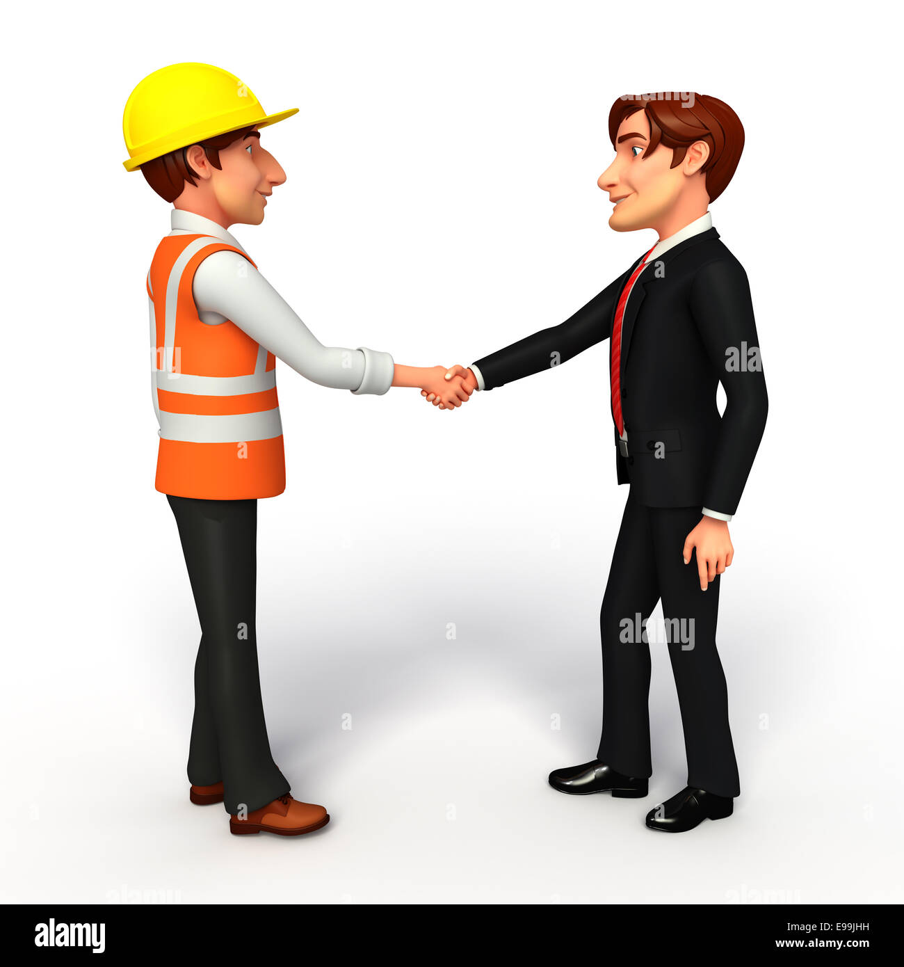Illustration of Young Business Man and worker with shake hand Stock ...
