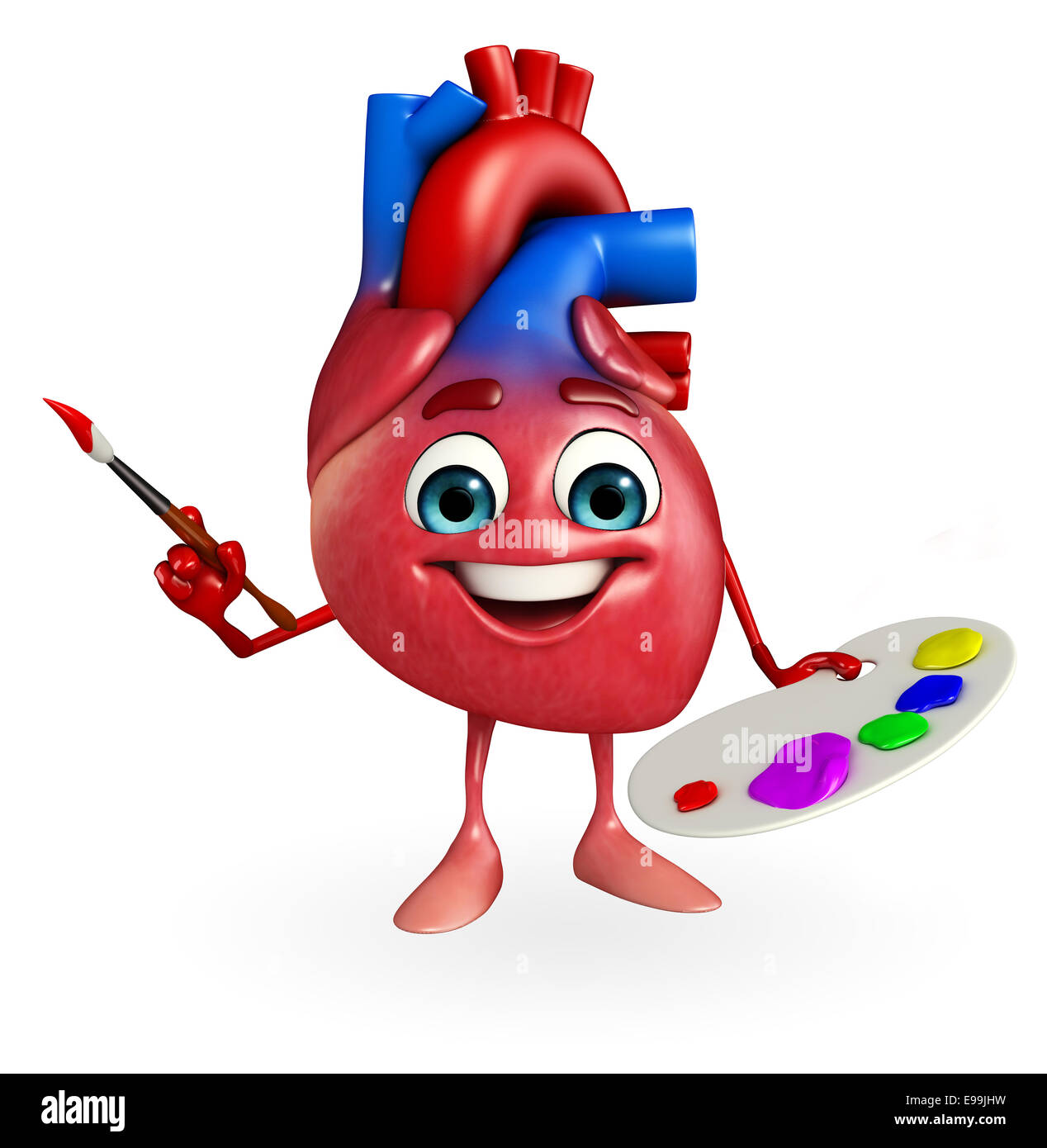 Cartoon Character of heart with color plate Stock Photo - Alamy