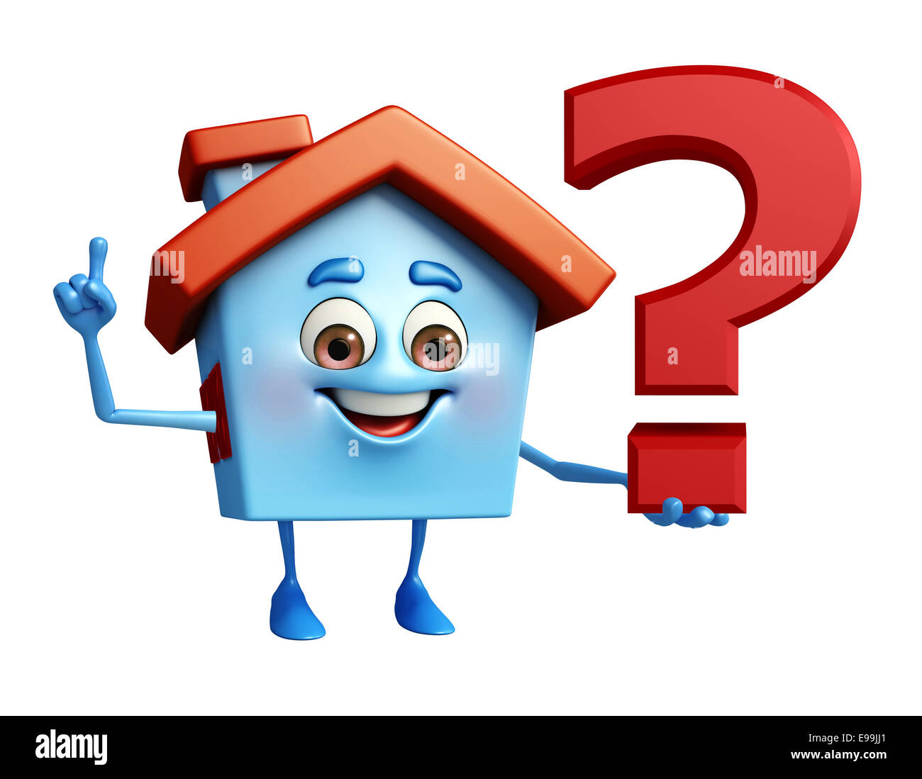Cartoon Charcter of house with question mark Stock Photo - Alamy