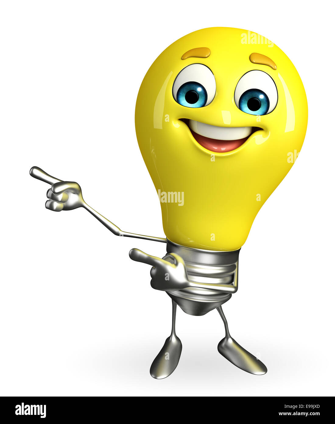 Cartoon Character of light bulb with pointing pose Stock Photo - Alamy