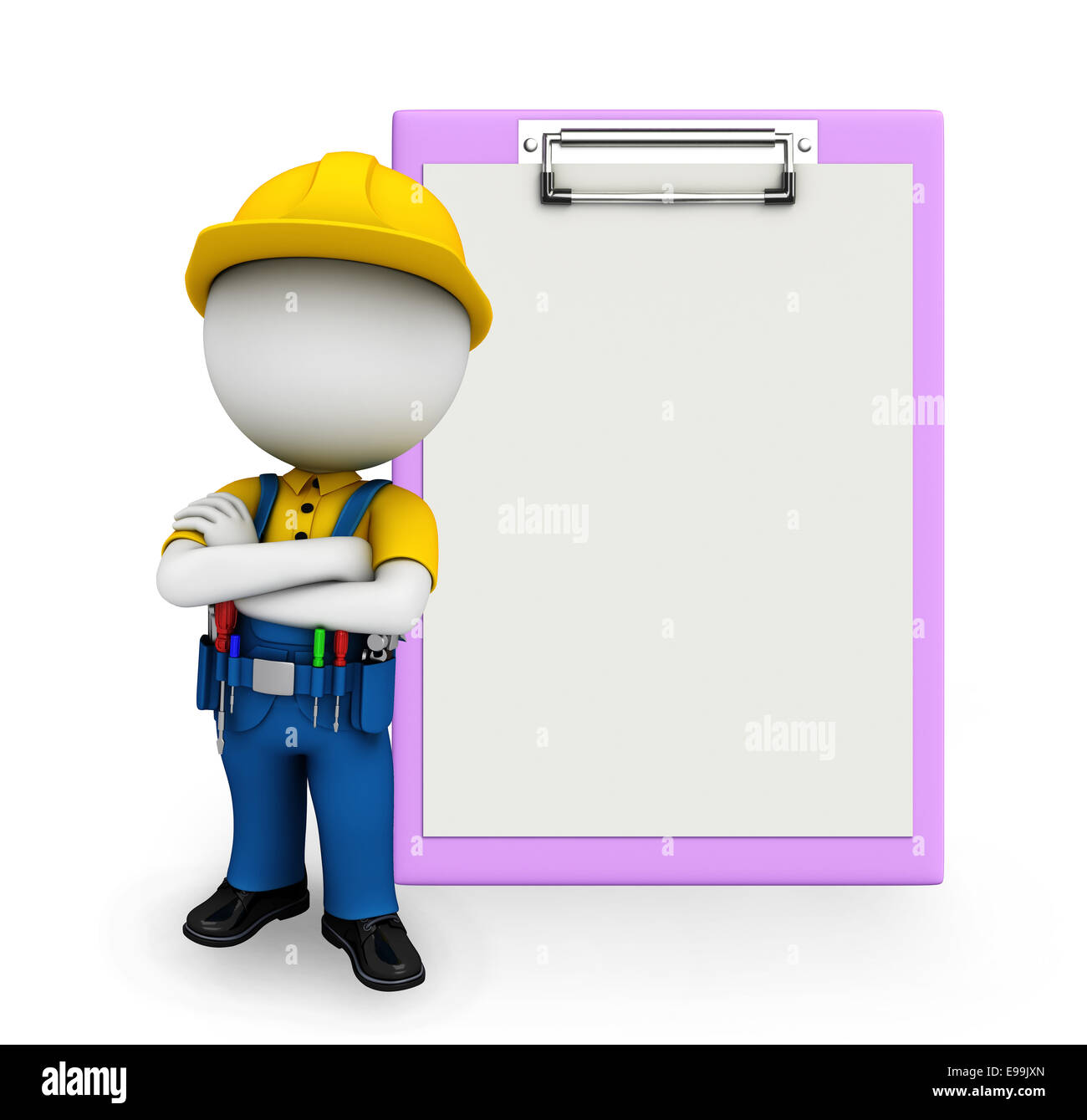 Illustration of white character as a mechanic with notepad Stock Photo ...