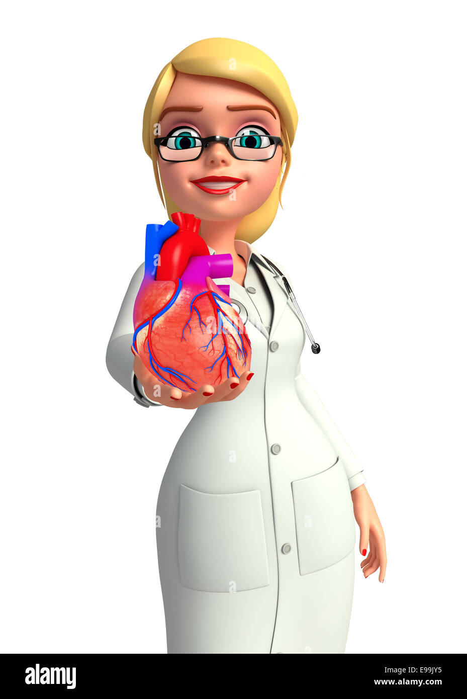Illustration of young doctor with heart anatomy Stock Photo - Alamy