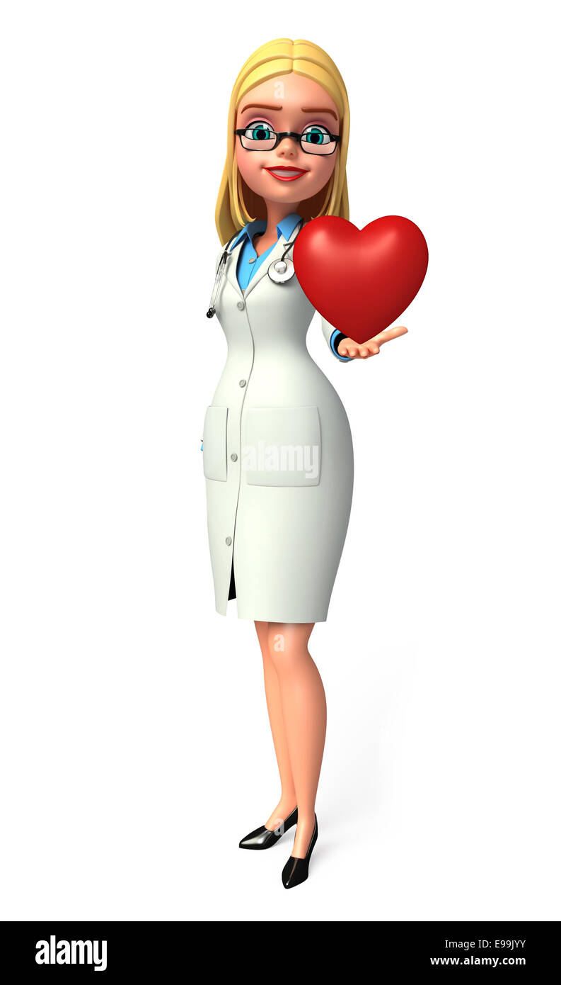 Illustration of young doctor with heart Stock Photo - Alamy