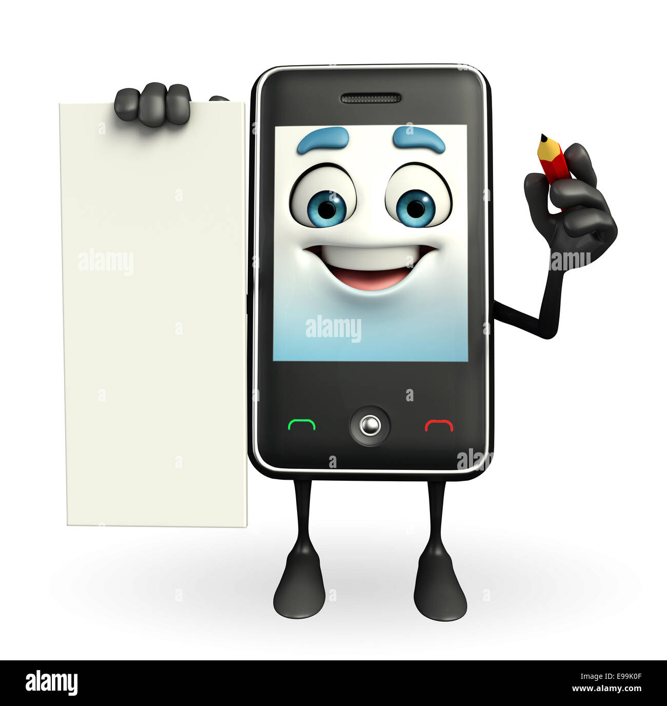 Cartoon Character of Mobile with sign Stock Photo - Alamy